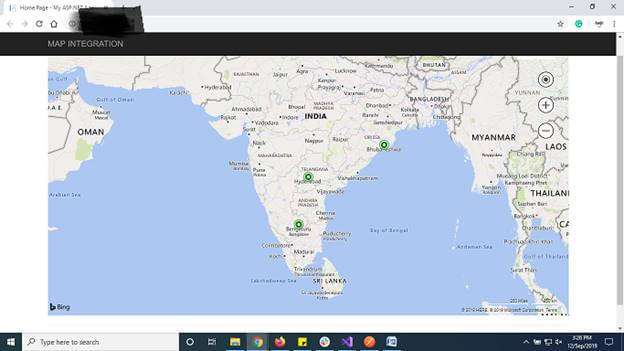 Bing Map Integration With ASP.NET MVC